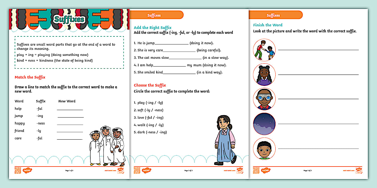 Suffixes Activity Sheet