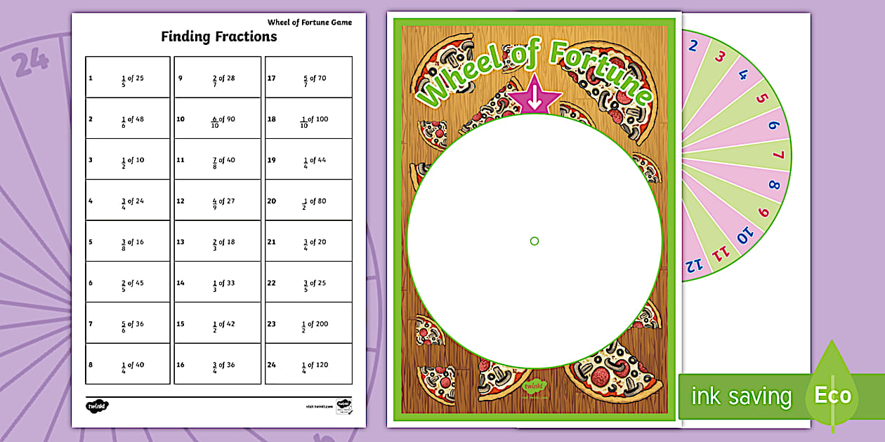 Spin the Wheel - Finding Fractions - Second Level Maths