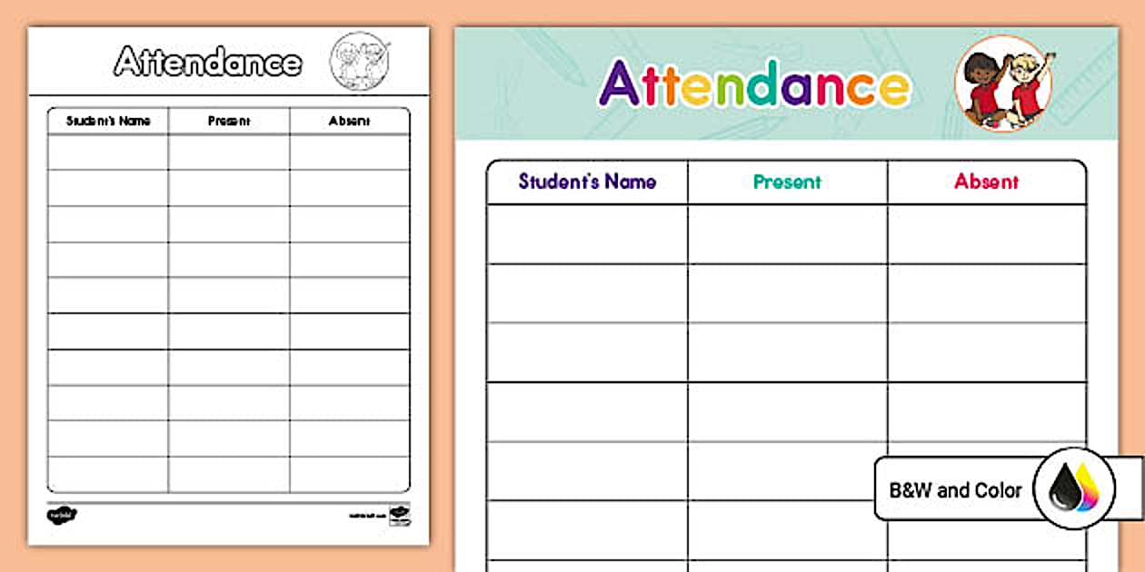 Let's Play School! Dramatic Play Attendance Form - Twinkl