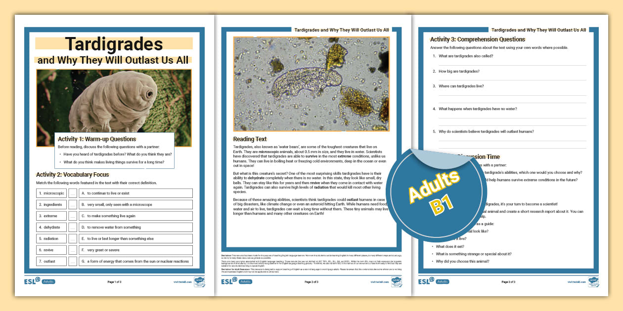ESL Tardigrades and Why They Will Outlast Us All [Adults, B1]