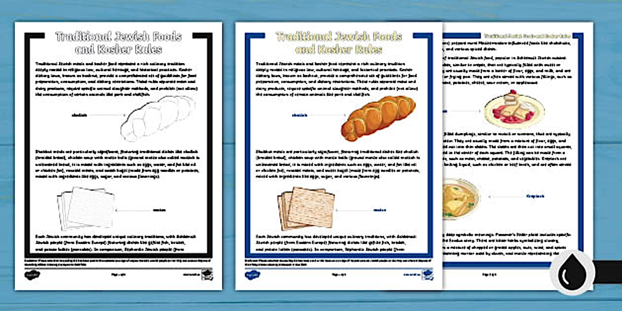 Traditional Jewish Food Reading Comprehension