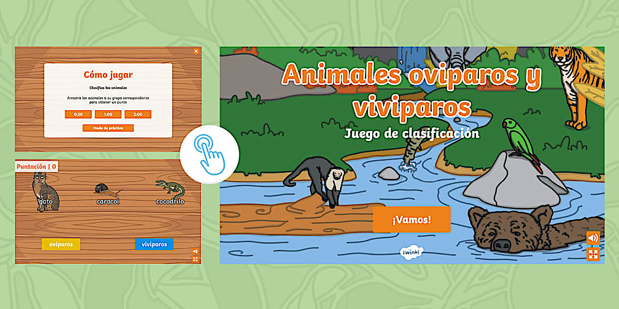 Juego interactivo: Clasificación de animales oviparos y viviparos