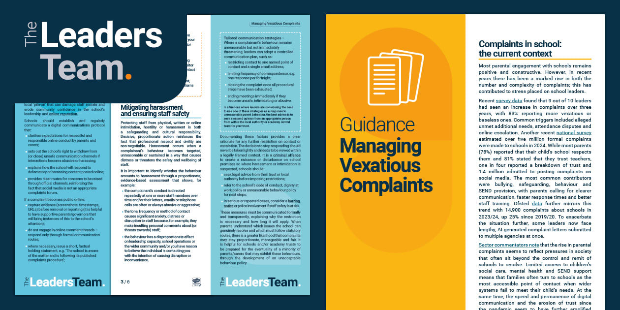 Managing Vexatious Complaints Guidance