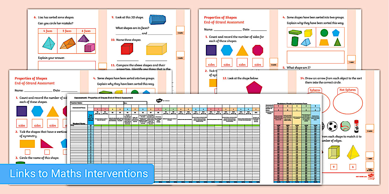 Editable Year 2 Properties of Shapes End-of-Unit Assessment and Tracker