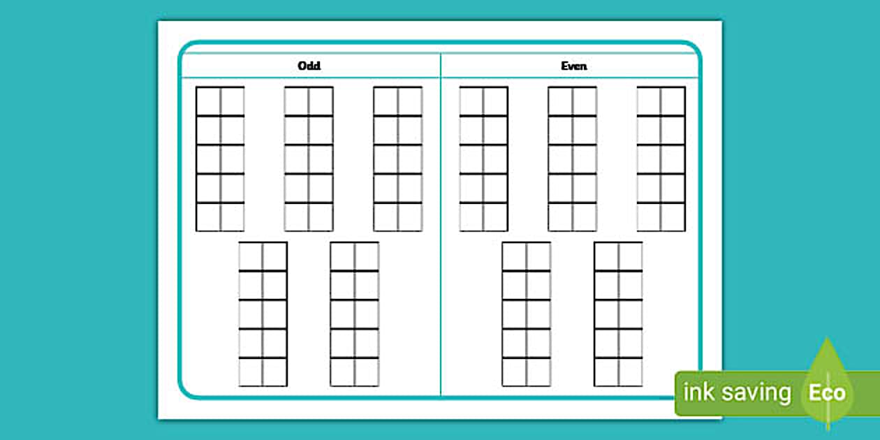 👉 Even and Odd Ten-Frame Recording Sheet (teacher made)