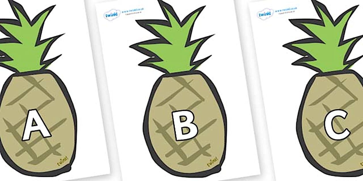 Cursive A-Z Alphabet on Pineapples (teacher made) - Twinkl