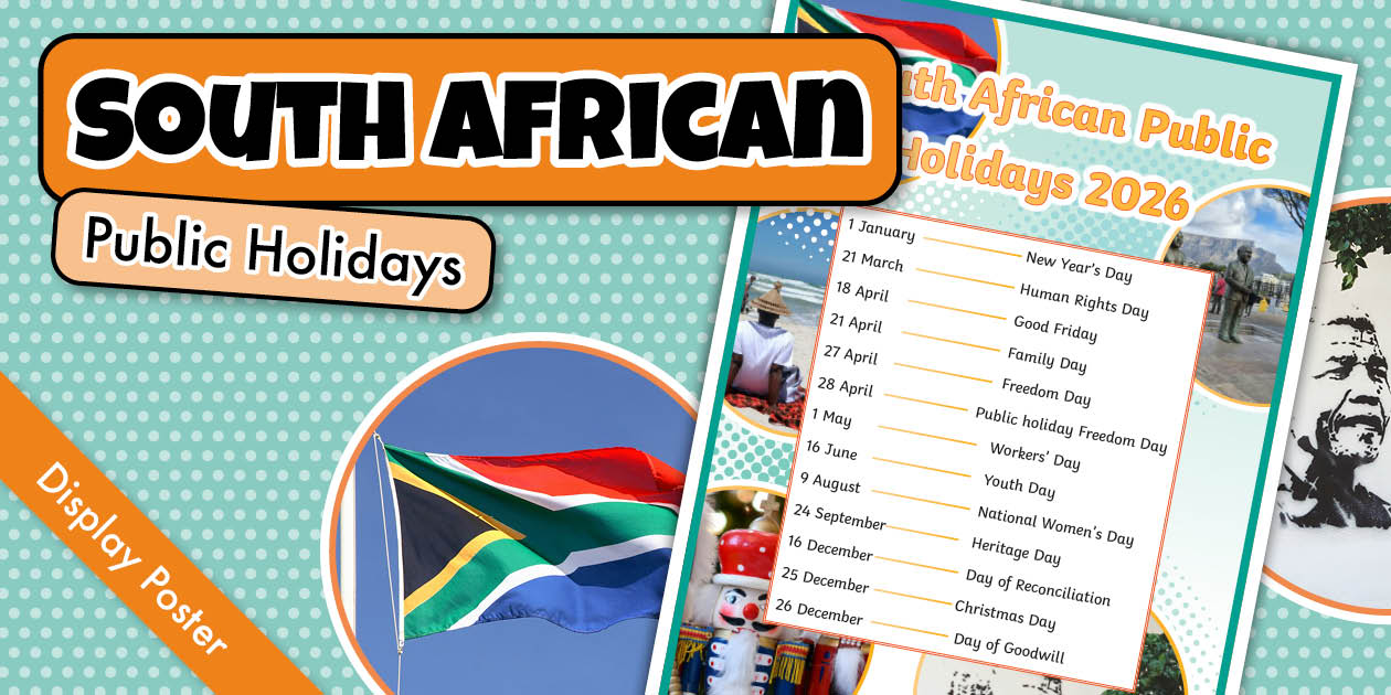 South African Public Holidays for 2026 Display Poster