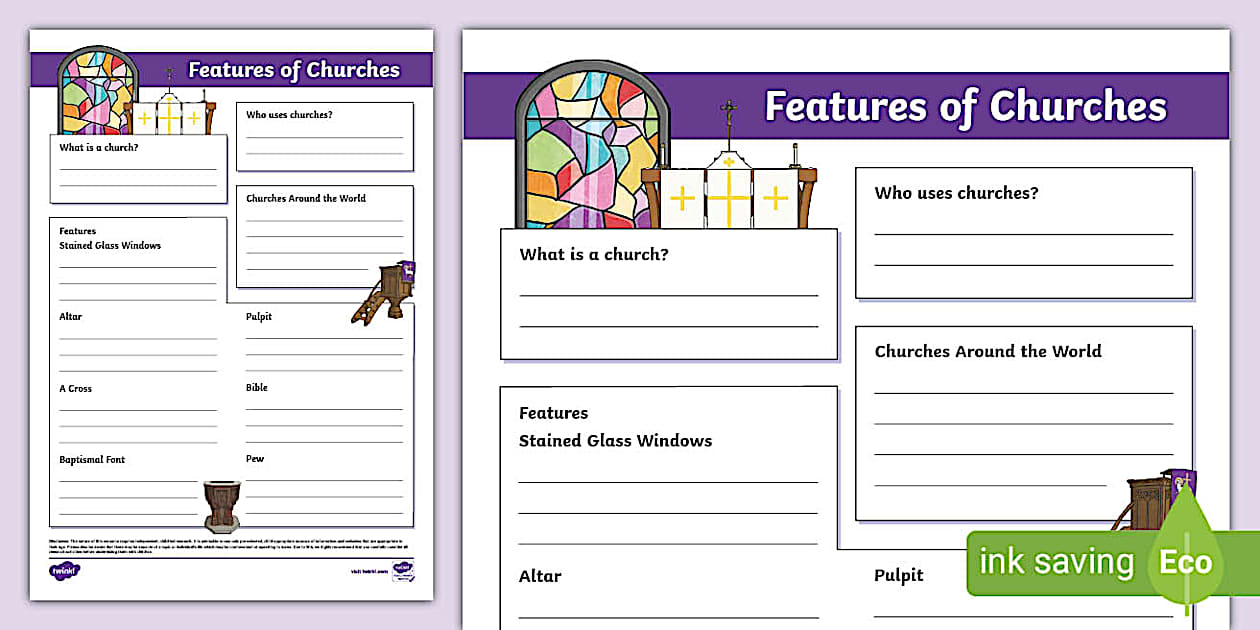 Features of Churches Fact File Template (teacher made)