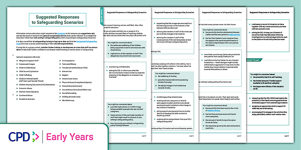 Suggested Responses to Safeguarding Scenarios | EYFS CPD