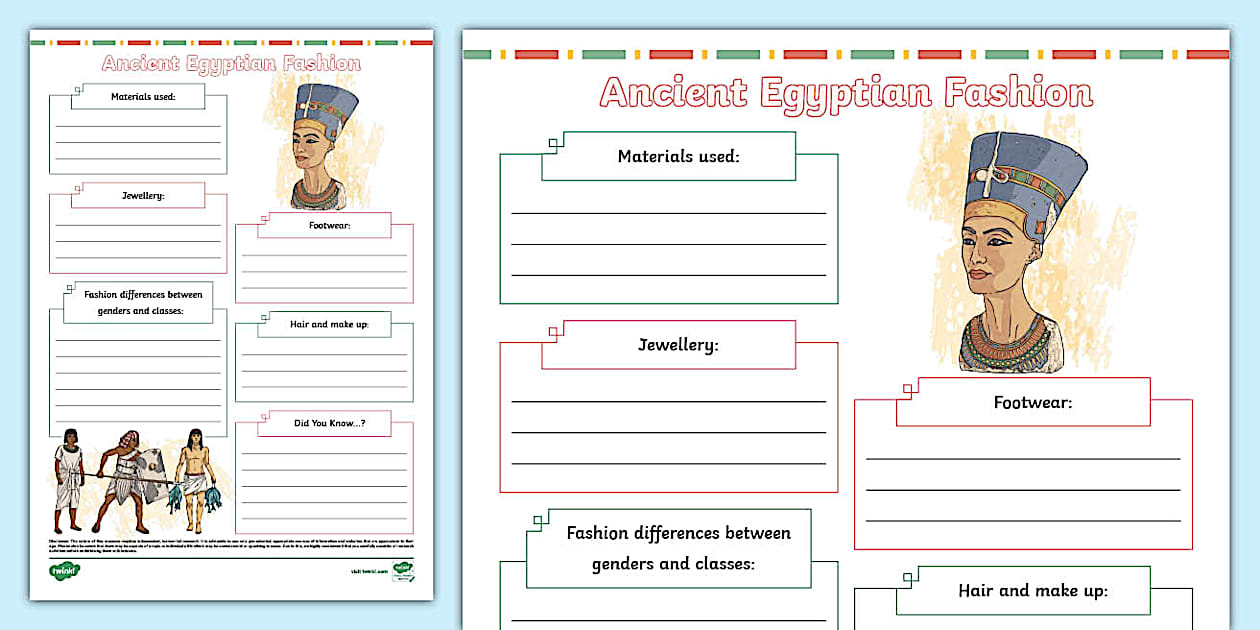 Ancient Egyptian Fashion Fact File Template