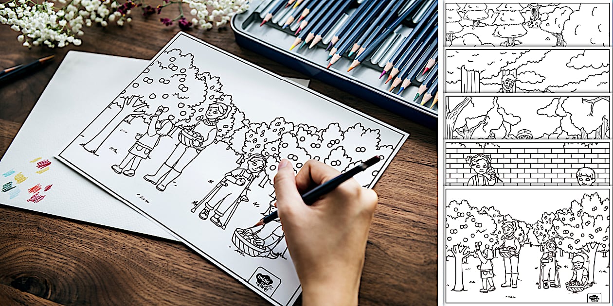 Autumn Scenes Colouring Sheets | Twinkl Party (teacher made)