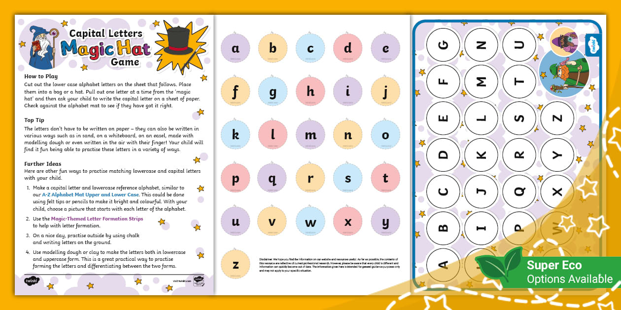 Capital Letters Magic Hat Game (teacher made) - Twinkl
