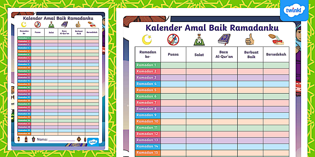Kalender Ramadhan: Lembar Kegiatan Bulan Puasa - Twinkl