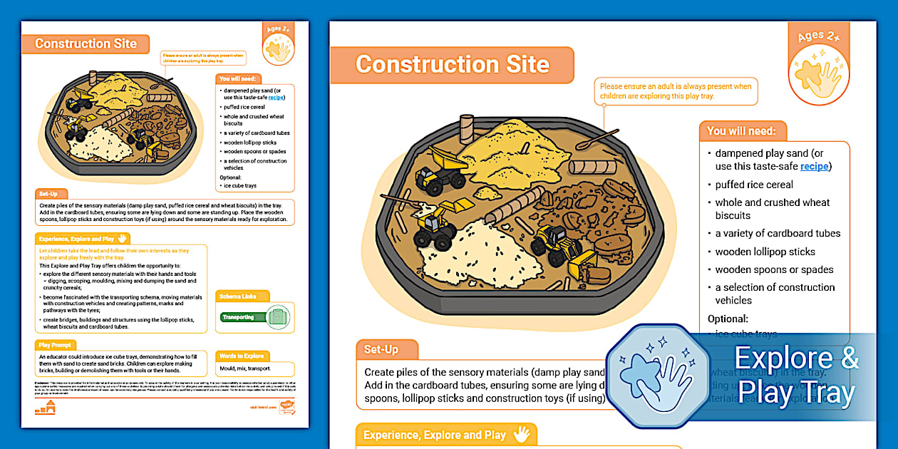Ages 2-3 Explore and Play Tray: Construction Site | Twinkl
