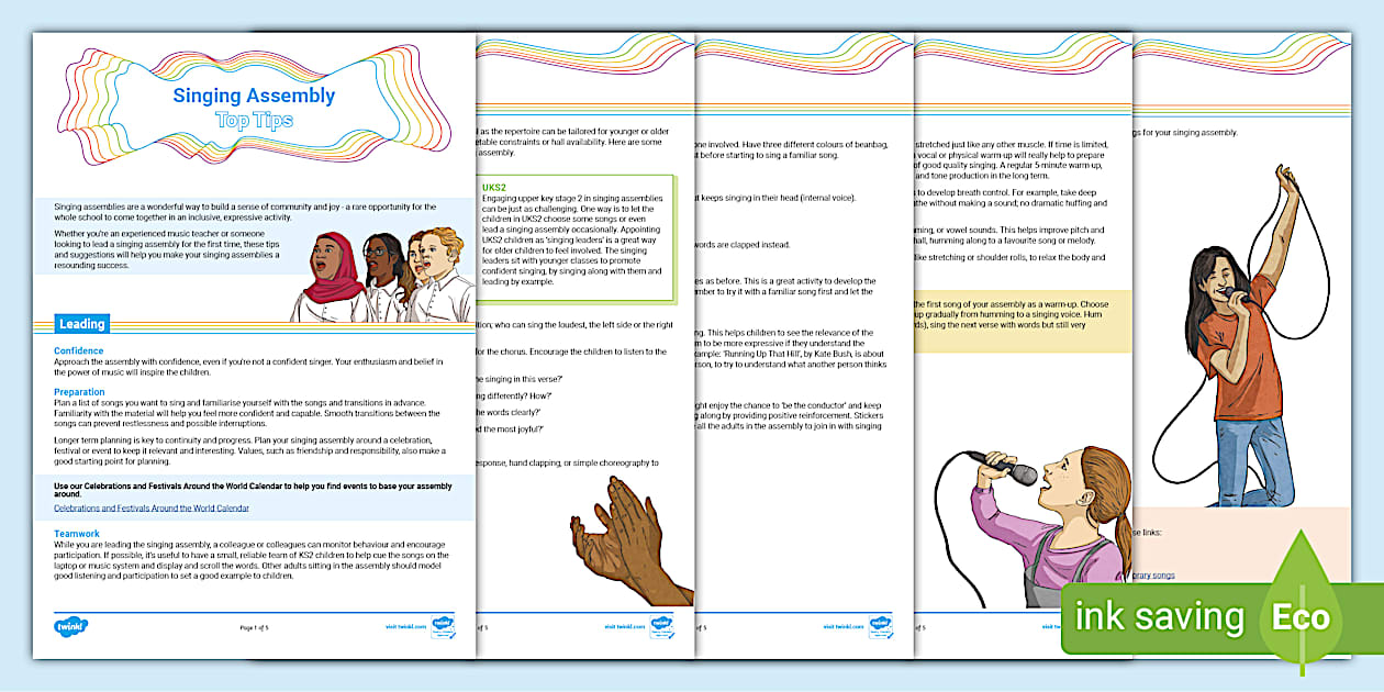 👉 Singing Assembly Top Tips (Teacher-Made) - Twinkl