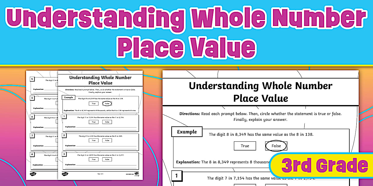 Third Understanding Whole Number Place Value Worksheet