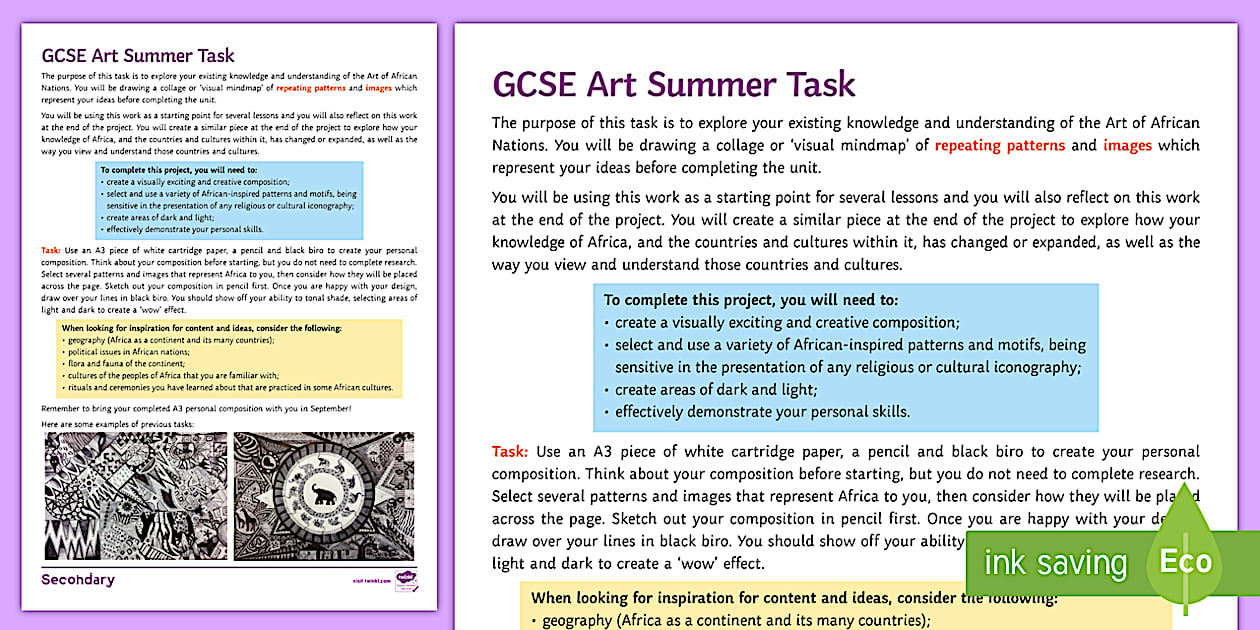 Art of African Nations Summer Task Activity - Twinkl