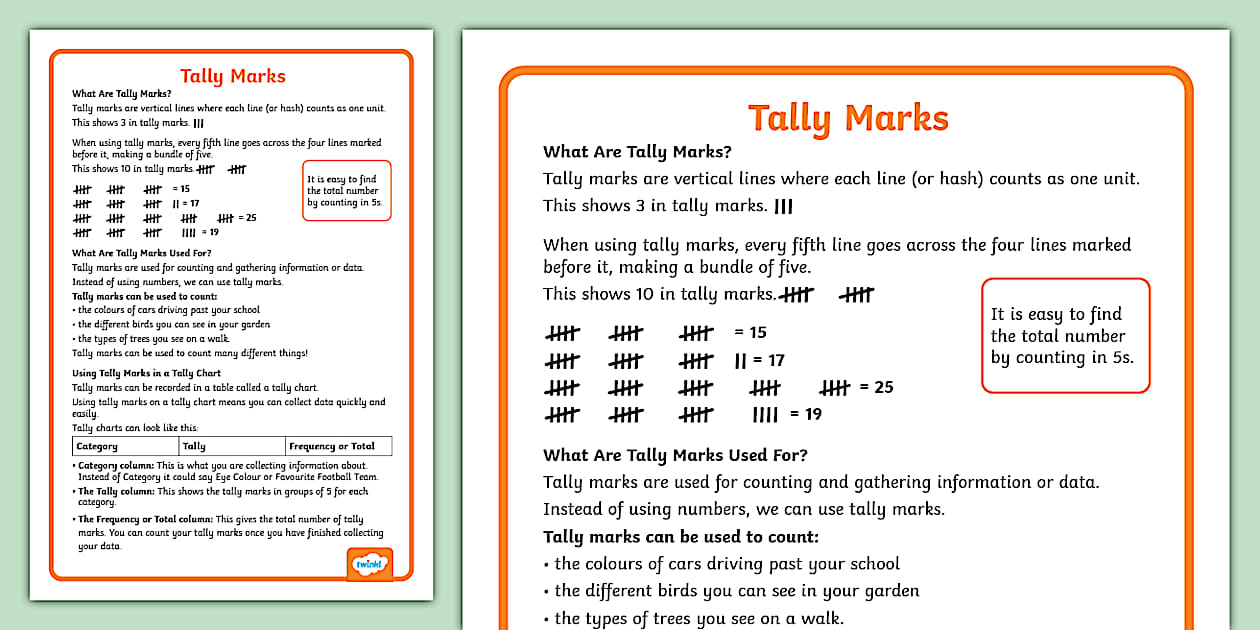 Tally Marks Poster (teacher made) - Twinkl