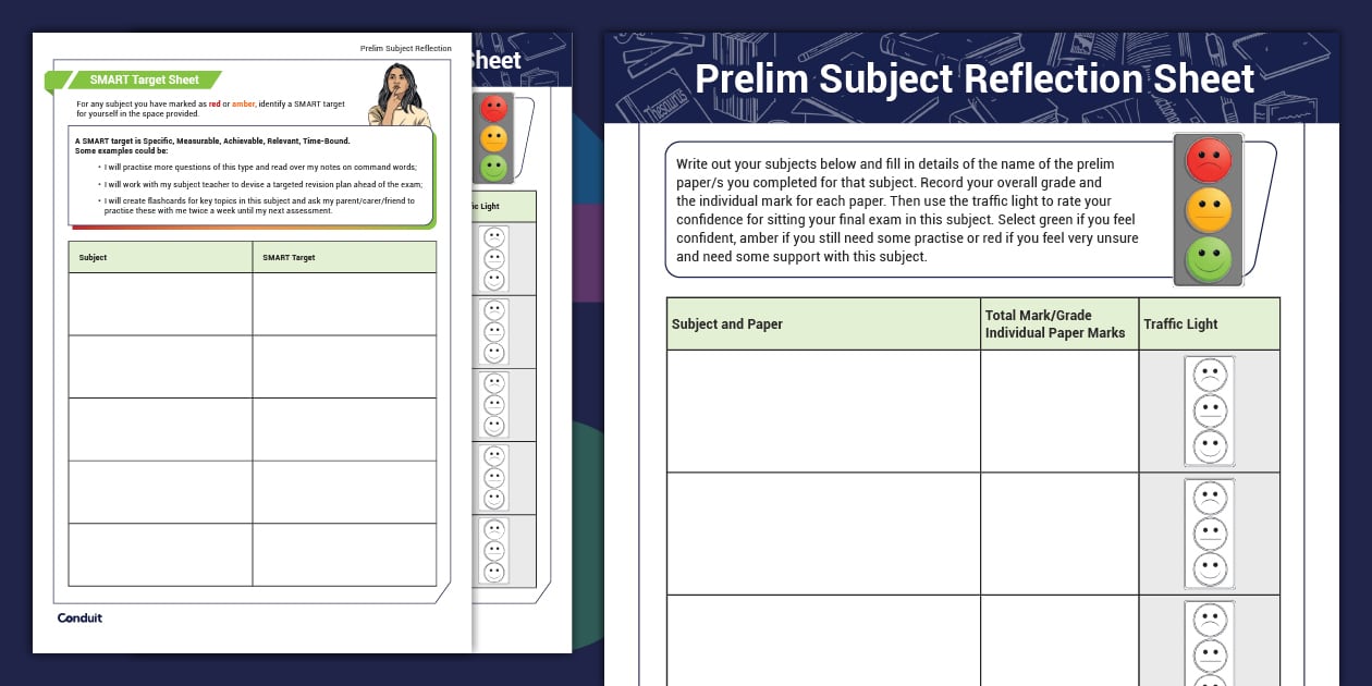 Prelim Subject Reflection Sheet (teacher made) - Twinkl