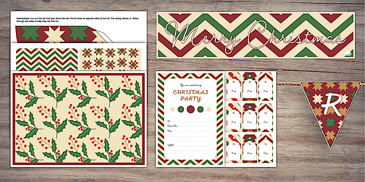 Vintage Christmas Decorations Party Pack | Twinkl Party