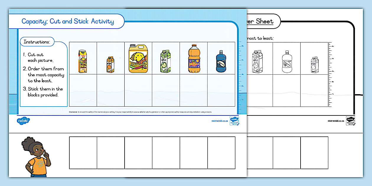 Grade 2 Mathematics: Capacity Cut & Stick Activity