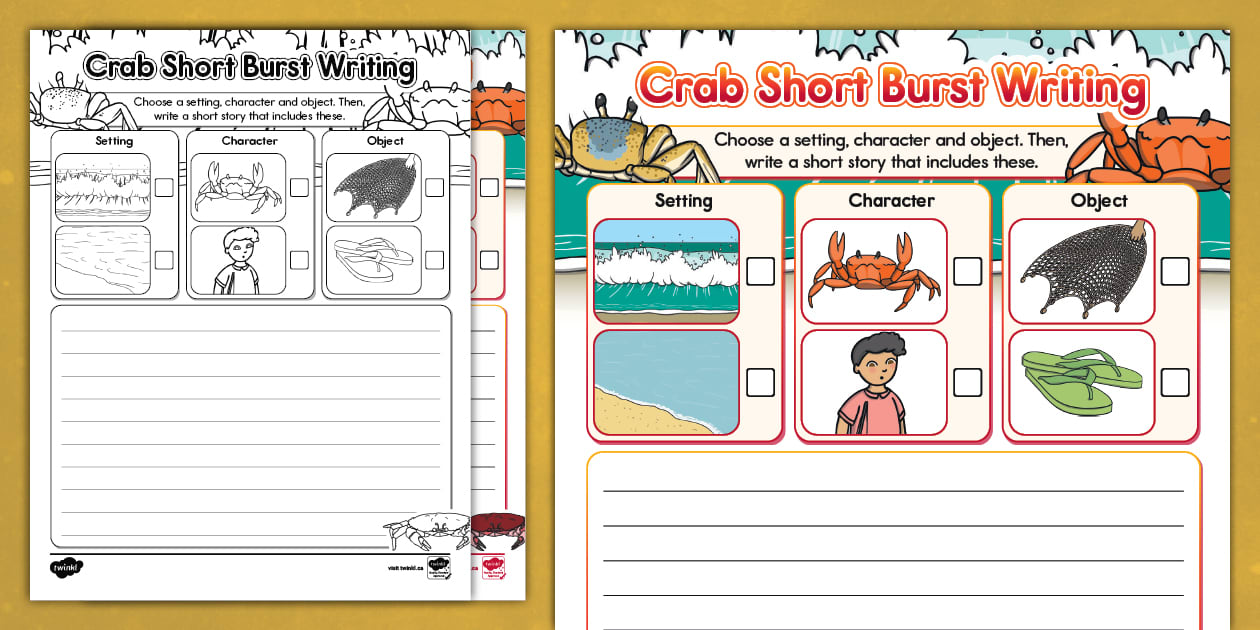 Crab Short Burst Writing Template (teacher made) - Twinkl
