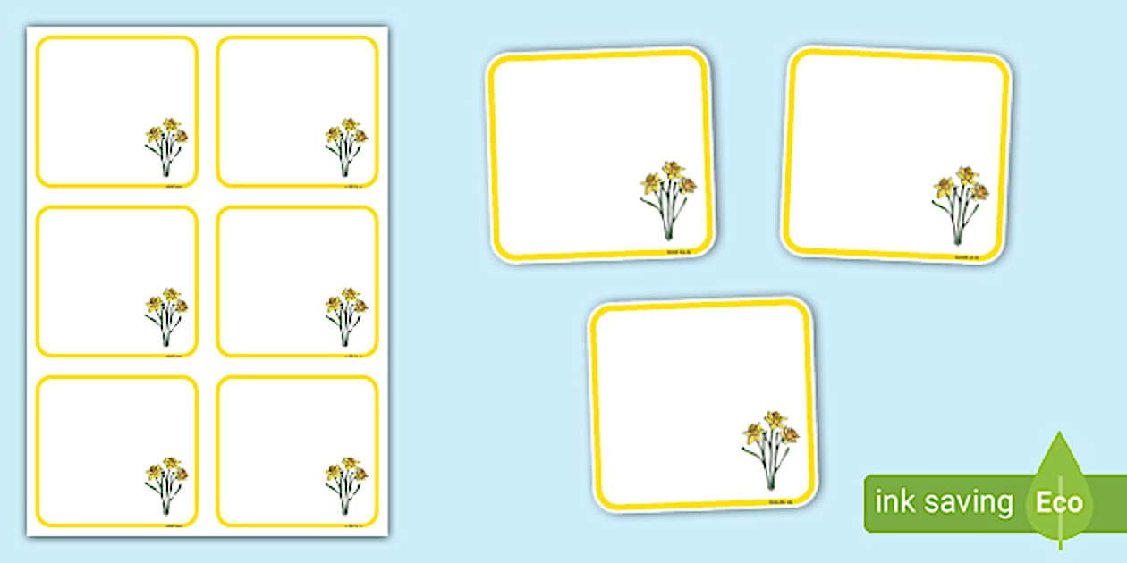 👉 Daffodil Themed Editable Drawer Square Peg Labels