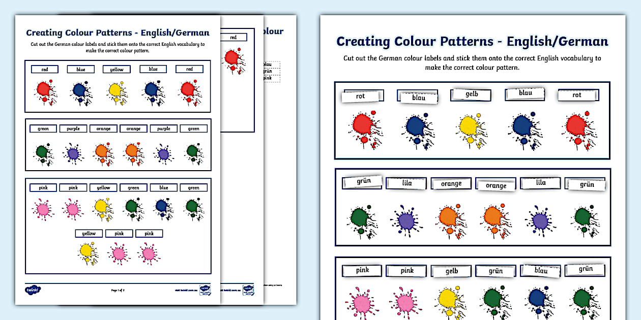 Colour Patterns - German Activity Sheet (teacher made)