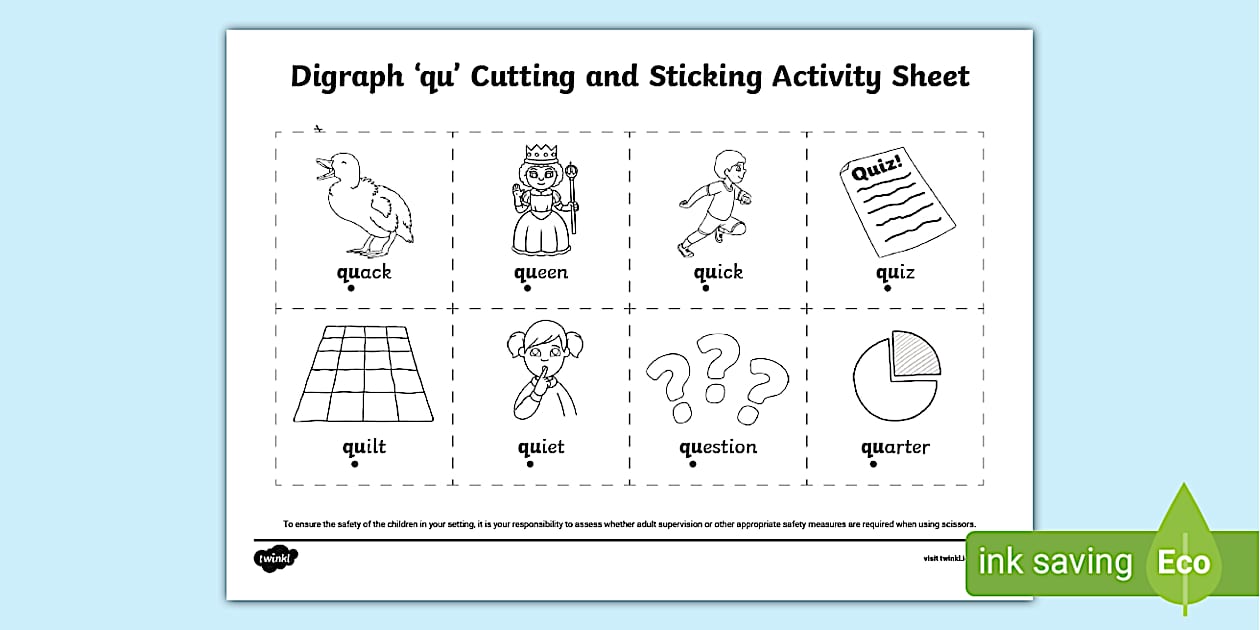 Digraph 'qu' Activity Sheet (Teacher-Made) - Twinkl