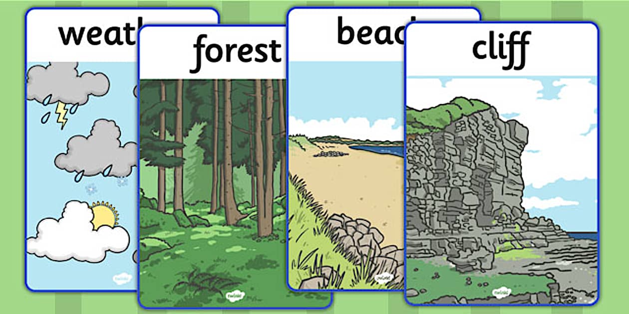 Cursive Physical Geography Display Posters - Twinkl