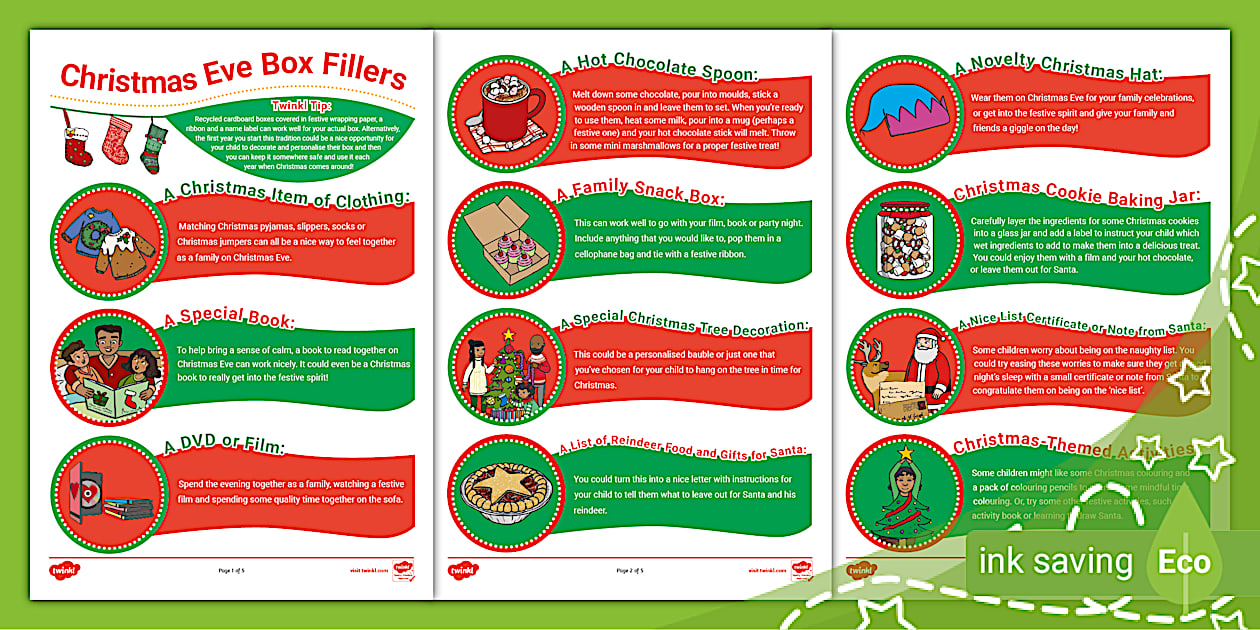 Christmas Eve Box Fillers (Ages 5 - 11) (teacher made)