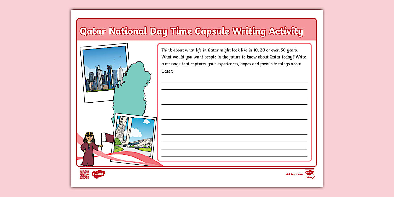 Qatar National Day Time Capsule Writing Activity - Twinkl