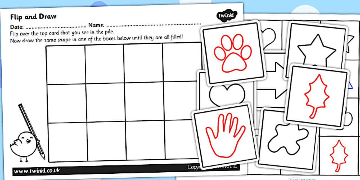Flip and Draw Fine Motor Skills Sheets and Cards Activity - ESL Drawing