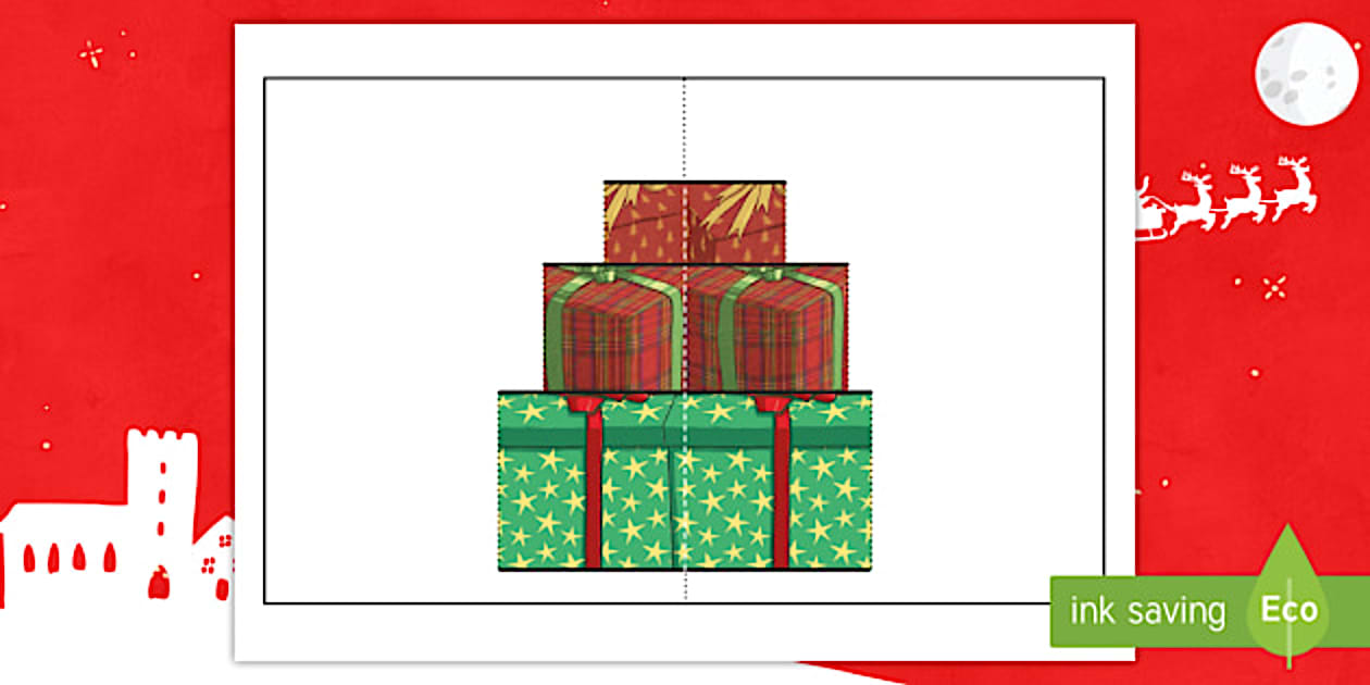 Biglietto di Natale pop up - Regali (teacher made) - Twinkl