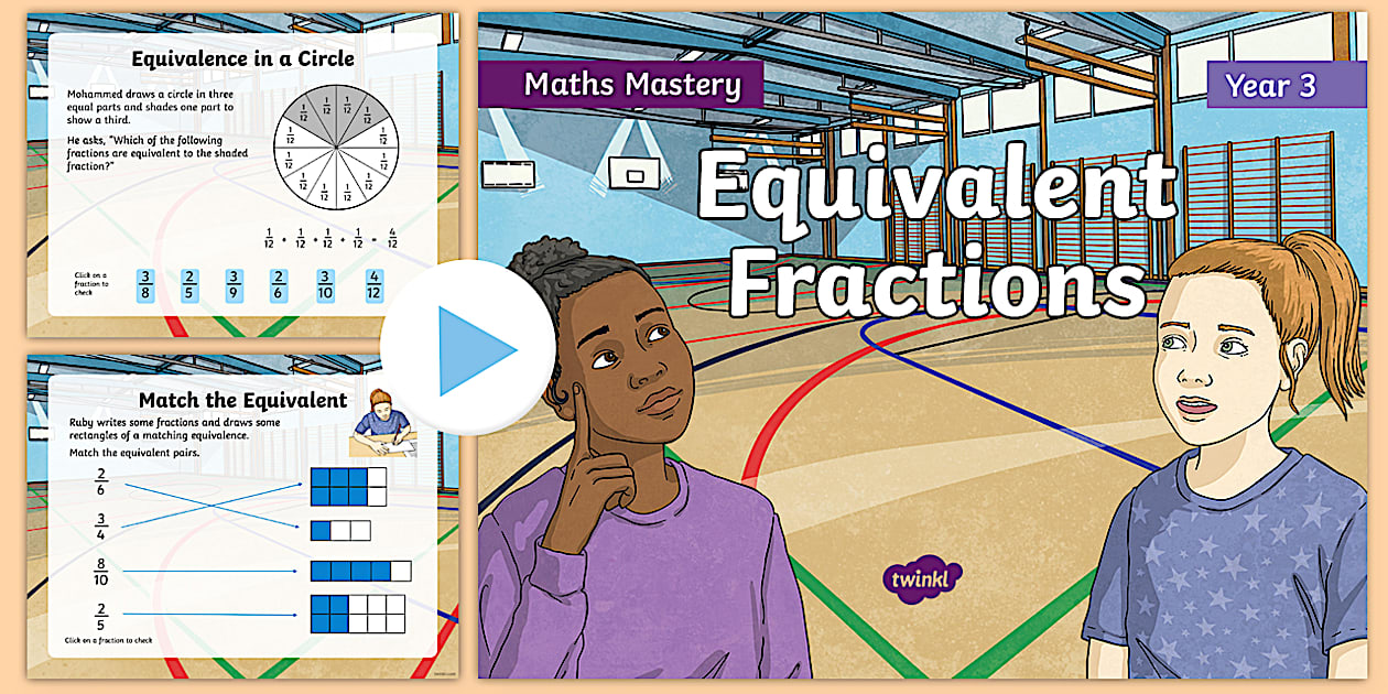 Year 3 Equivalent Fractions Maths Mastery PowerPoint
