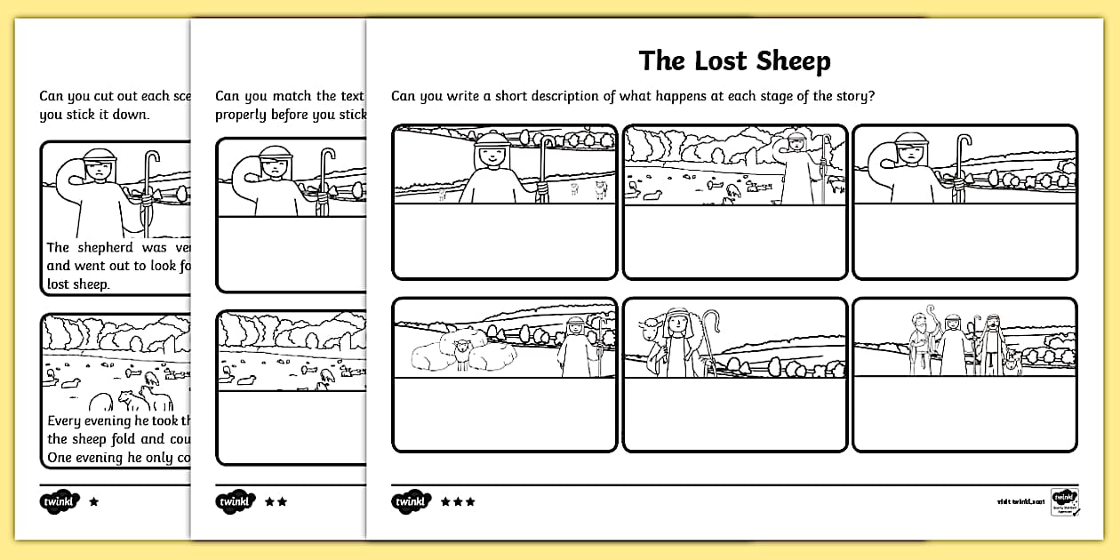 Middle Ability The Lost Sheep Differentiated Sequencing Worksheet