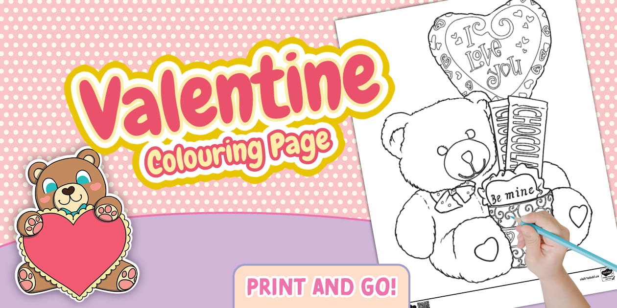 Valentine Colouring Page - Twinkl Canada