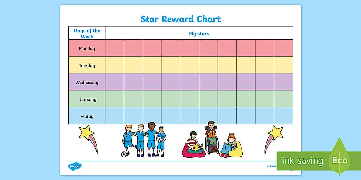 Editable 10 Box Star Day Reward Chart (teacher made)