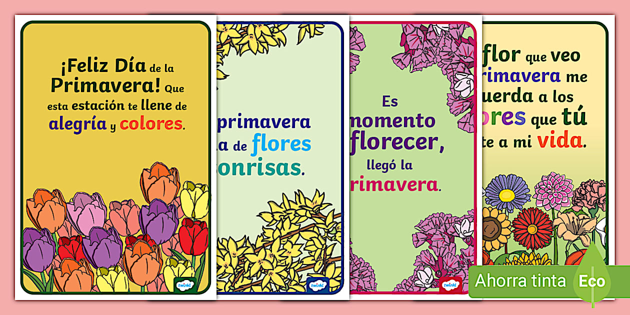 Feliz Día de la Primavera frases | Bonitos carteles | Twinkl