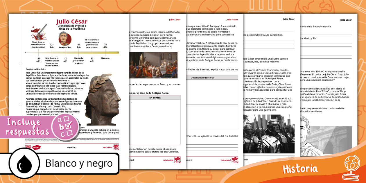 Guía de Trabajo | Julio César | República | Roma | Historia