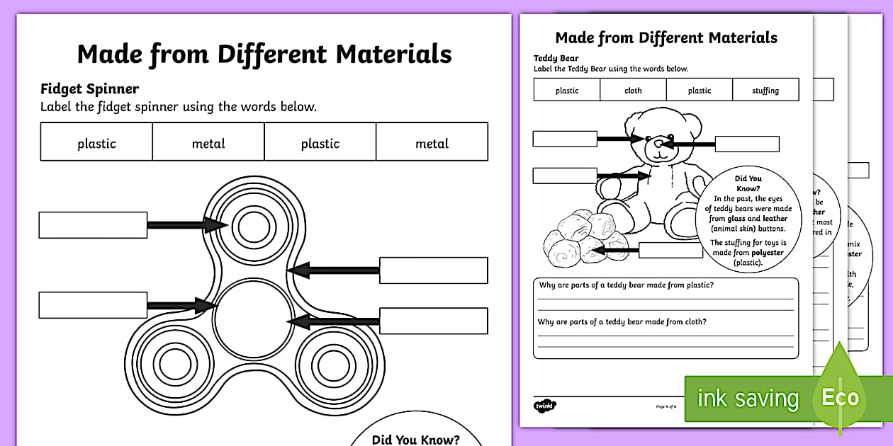 Toy Materials Worksheets - Twinkl