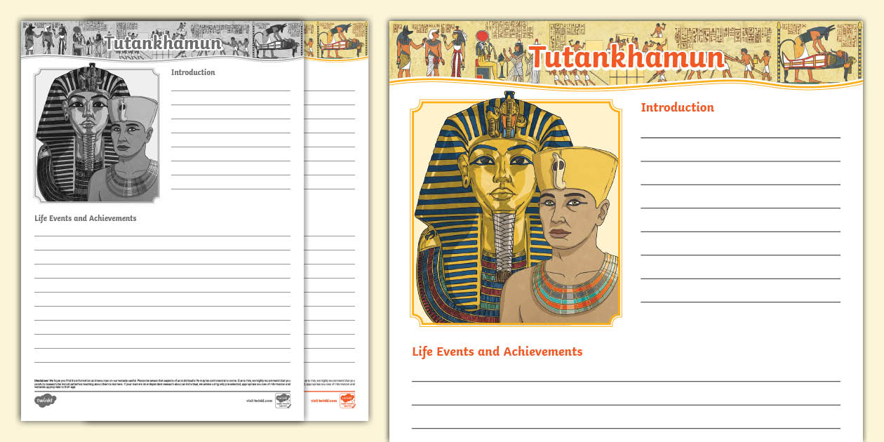 Tutankhamun Biography Template (teacher made) - Twinkl