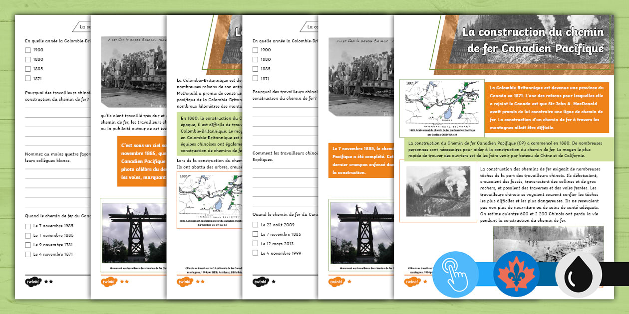 History of the Canadian Pacific Railroad Reading Comp French