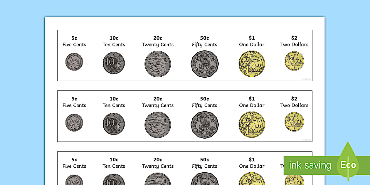 SA Australian Coins Strip Number Cards (teacher made)