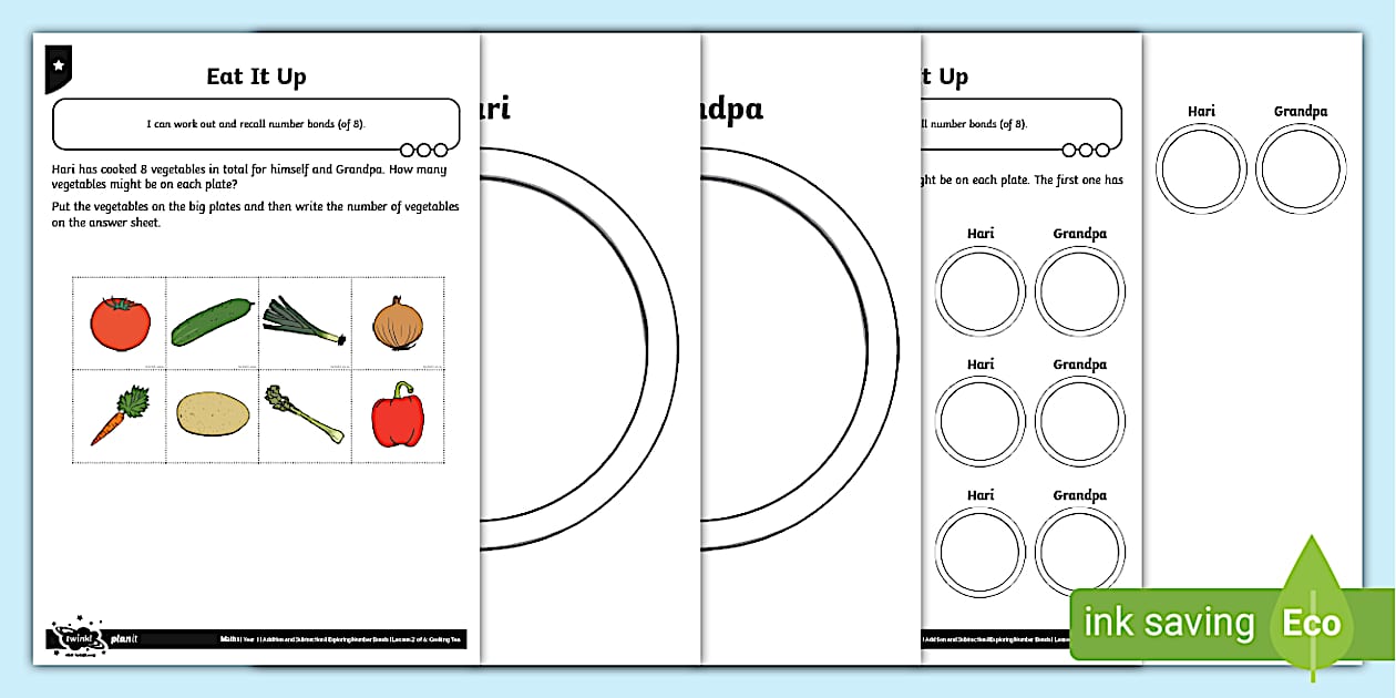 Deriving Number Bonds to Eight Differentiated Worksheet / Worksheets
