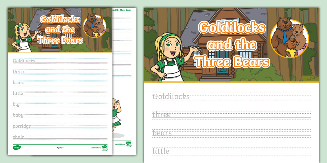 Traditional Goldilocks and the Three Bears Handwriting Sheet