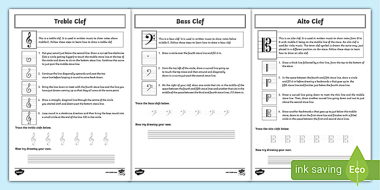 👉 KS2 Musical Clef Drawing Activity - Twinkl