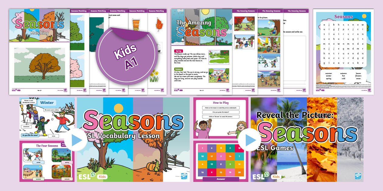 ESL Seasons Lesson Plan [Kids, A1] (teacher made) - Twinkl