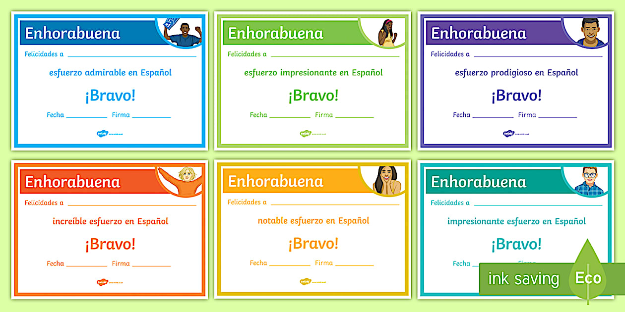 End-of-Year Effort Award Certificates Spanish (teacher made)