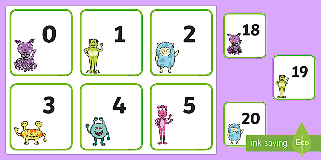 Alien Square Number Cards (teacher made) - Twinkl